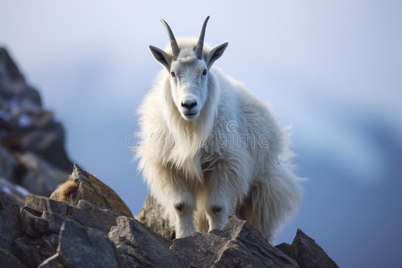 A Close-up of a Mountain Goat on a Rocky Ledge Stock Illustration ...