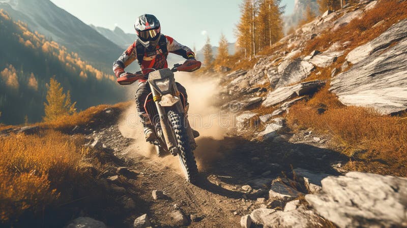 Close-up of a Mountain Motocross on a Mountain Track. Generative AI ...