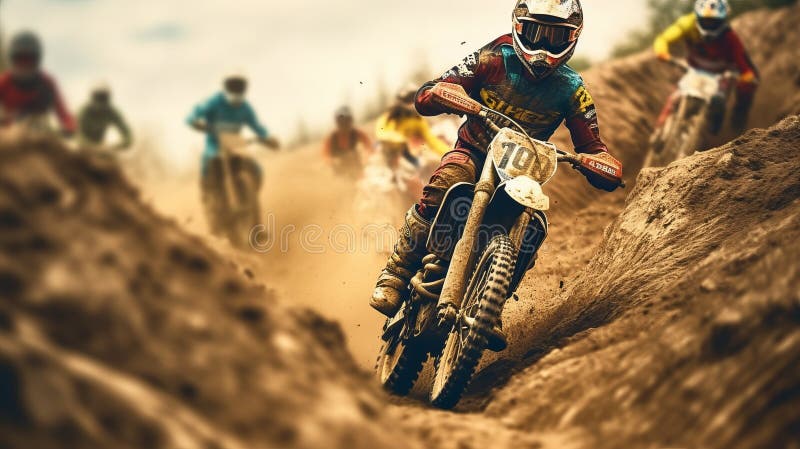 Close-up of a Mountain Motocross on a Mountain Track. Generative AI ...