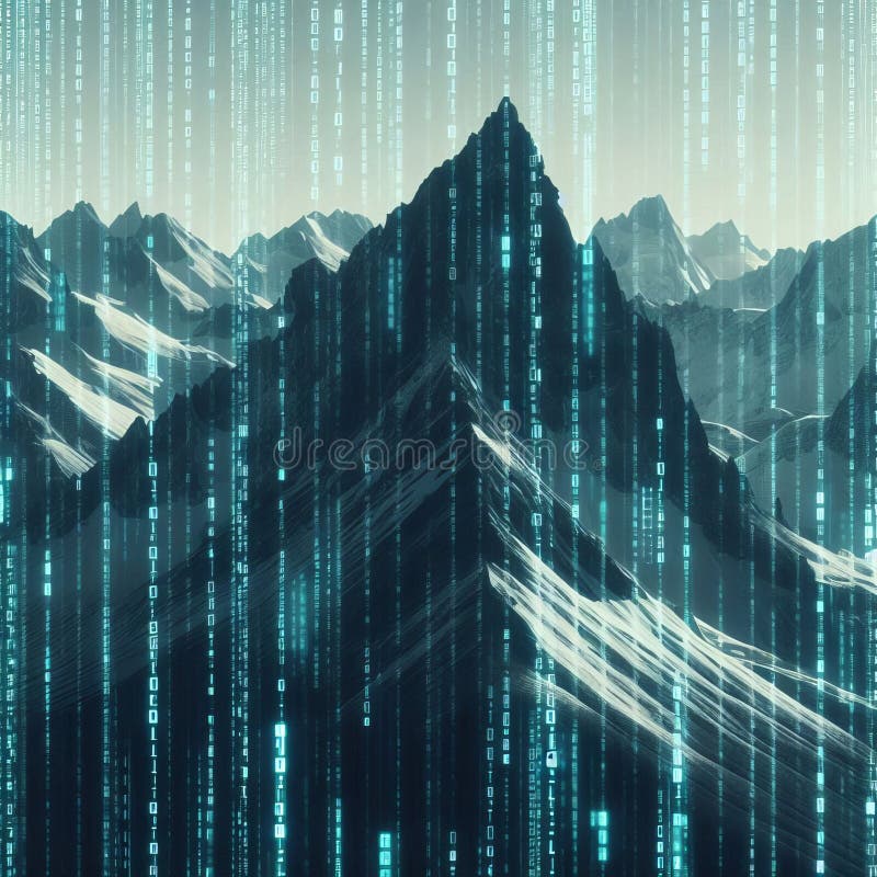 103 a Close Up of a Mountain Range Encoded in a Matrix Stock ...
