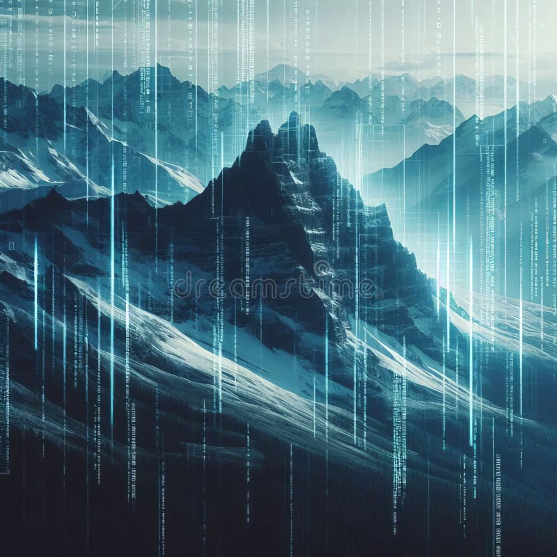135 a Close Up of a Mountain Ridge Encoded in a Matrix Stock ...