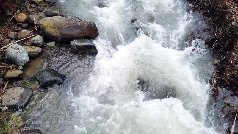 Close-up of a Mountain River Flowing Over Rocks and Boulders in the ...