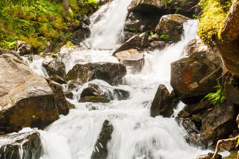 Close Up Mountain River Waterfall during High Water Flow Stock Image ...