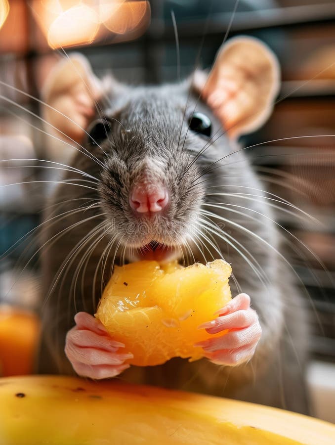 Close-up of a Mouse Eating a Piece of Cheese. Stock Photo - Image of ...