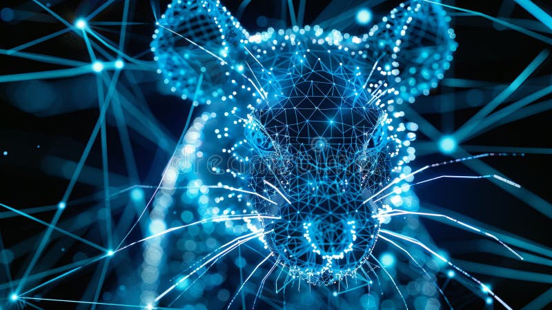 Close-up of a Mouse Muzzle in Grid Style. Polygonal Computerized Image ...