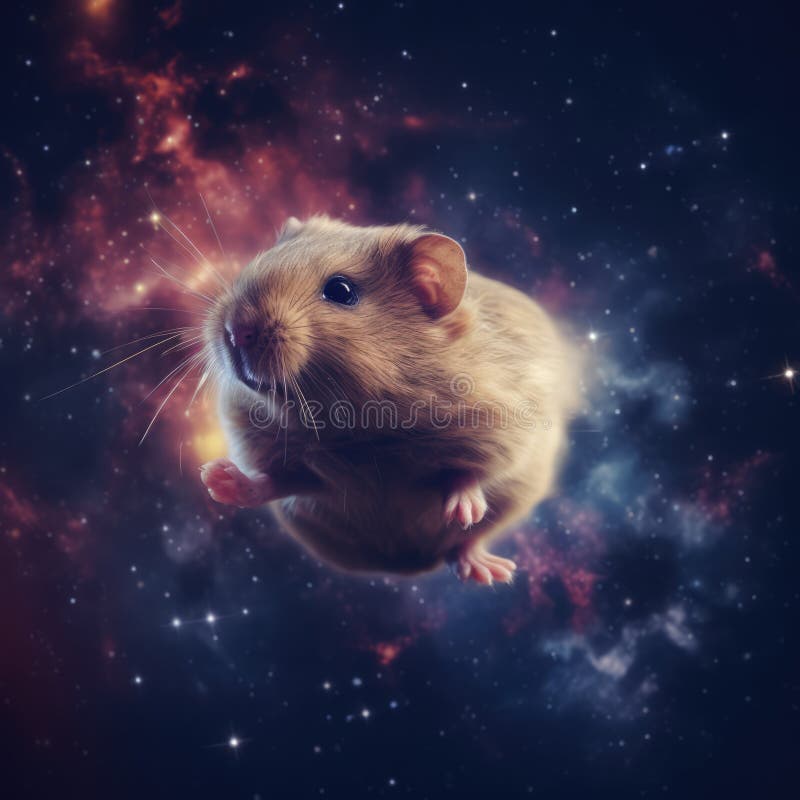 Close Up of Mouse in Space with Stars in Sky, Created Using Generative ...