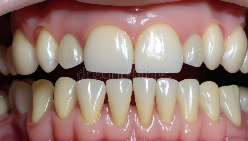 A Close Up of a Mouth with Yellow Teeth Stock Illustration ...