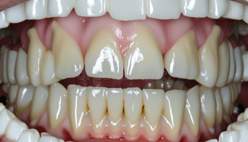 A Close Up of a Mouth with Yellow Teeth Stock Illustration ...