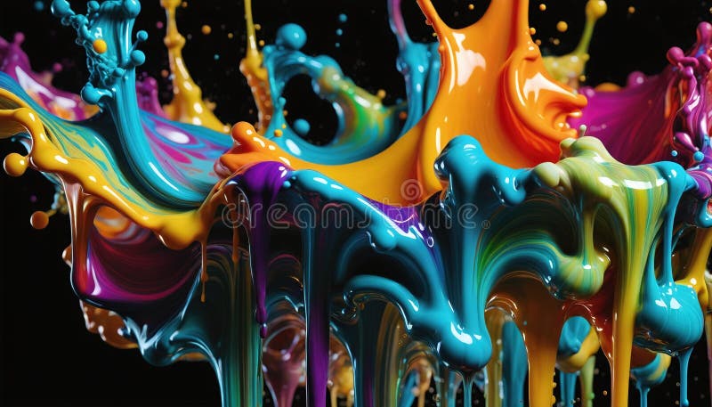 Close-up of a Moving Liquid in Which Different Colors of the Color ...