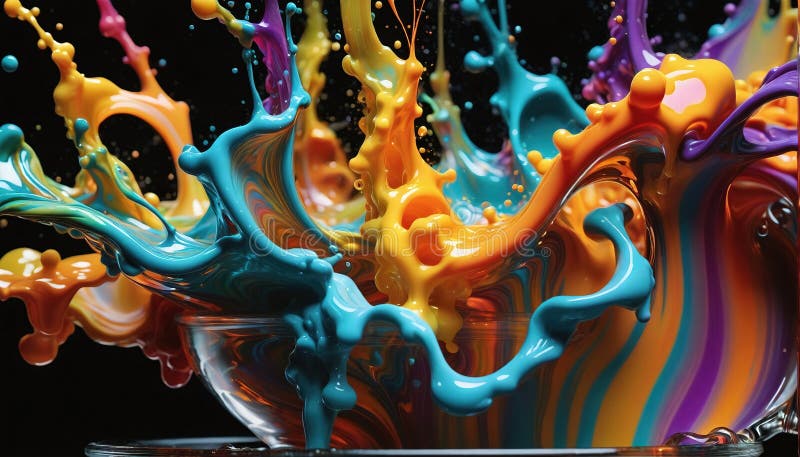 Close-up of a Moving Liquid in Which Different Colors of the Color ...