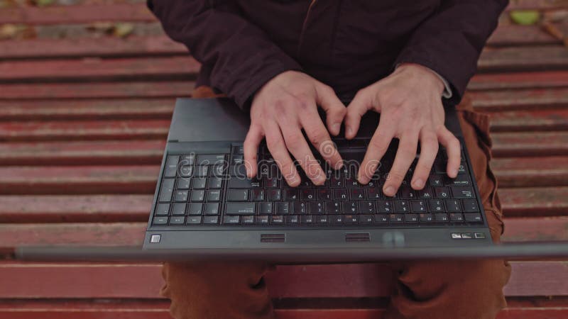 Close-up Moving Macro Shot: Person Typing on the Computer Keyboard ...
