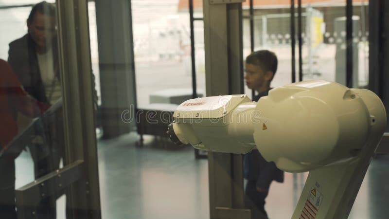 Close-up of a Moving Robot Arm. Stock Video - Video of exhibition ...