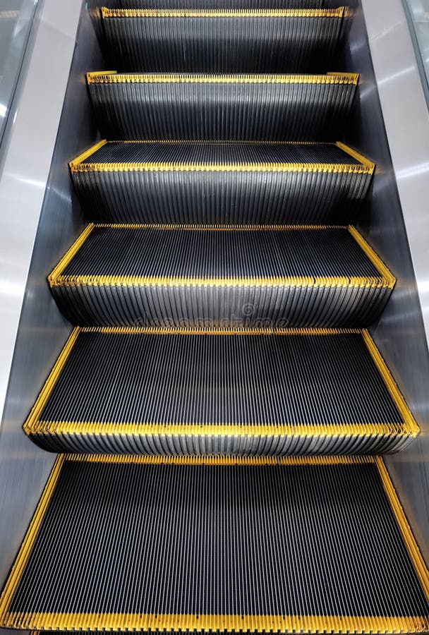 Close Up of Moving Staircase Stock Image - Image of interior, steel ...