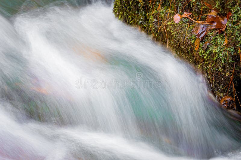 Close Up of Moving Water Next To a Moss Covered River Bank Stock Image ...