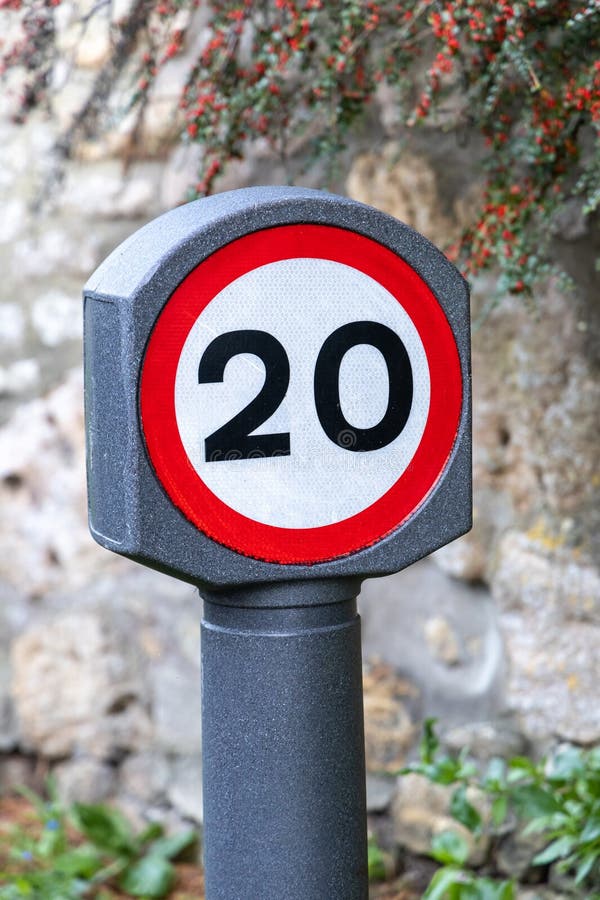 Close-Up of a 20 MPH Speed Limit Sign on a Country Road Stock Image ...