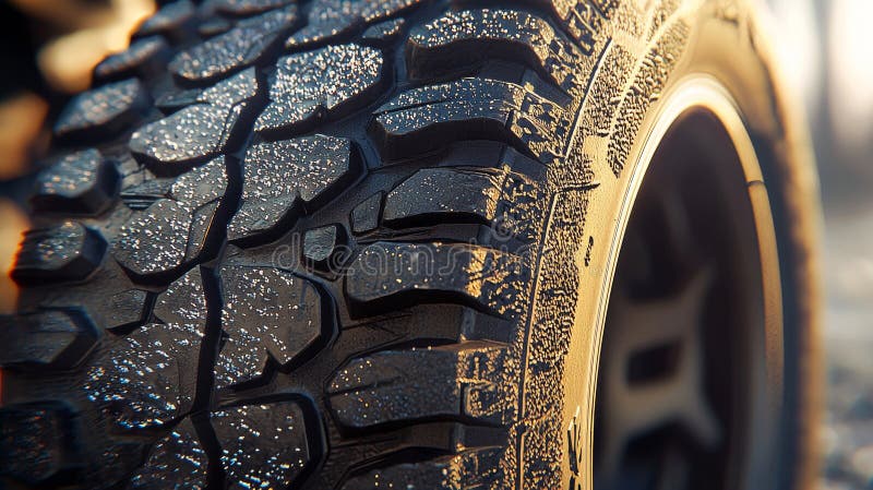 Close Up of a Mud Tire with Water Droplets Stock Illustration ...