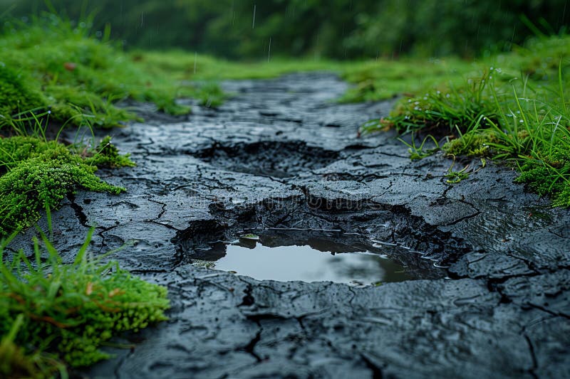 Close Up of a Muddy Pond with Wet Soil Texture Perfect for Background ...
