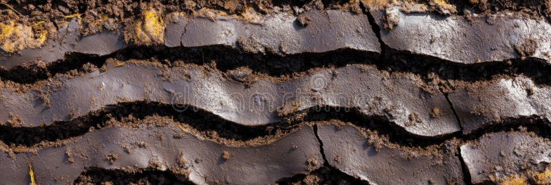 Close-up of Muddy Tire Tracks in Wet Soil Highlighting Texture and ...