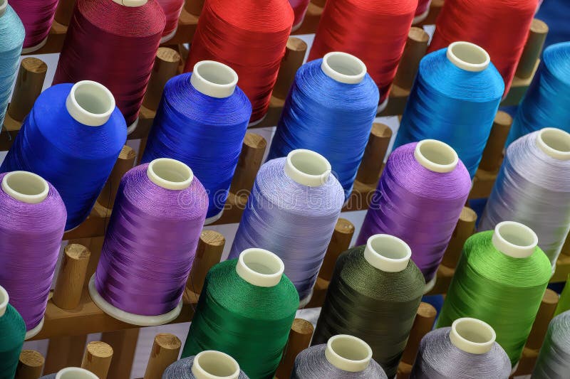 Close Up the Multi-color the Group of Industry Bobbin Thread Stock ...