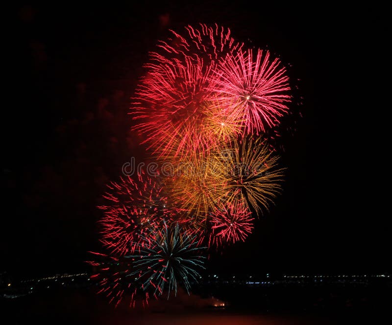 Close-up of a Multi-colored Fireworks Display Stock Photo - Image of ...