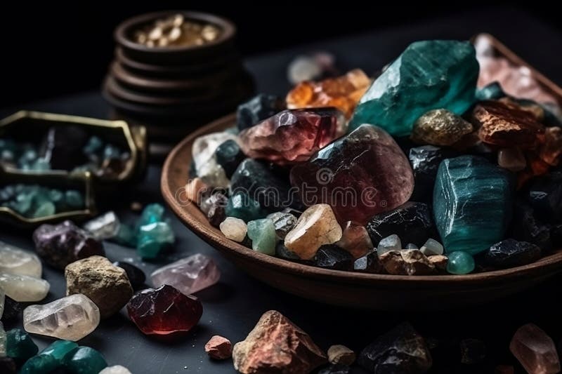 Close-up on Multi-colored Gems. Generative AI. Stock Illustration ...