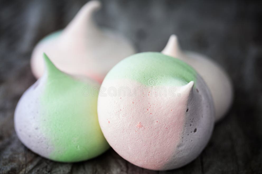 A Close-up of Multi-colored Meringue Cookies Stock Image - Image of ...
