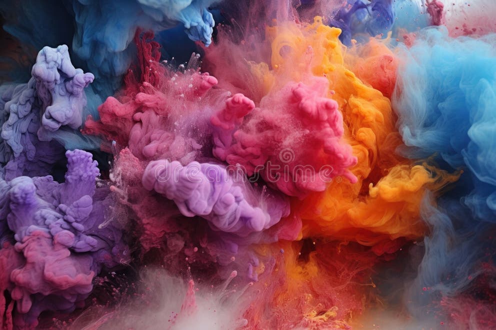 Close-up of Multi-colored Powder Dyes Mid-explosion Stock Image - Image ...