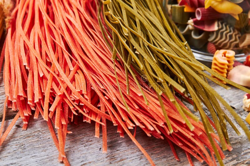 Close-up of Multi-colored Spaghetti. Italian Food. Stock Image - Image ...