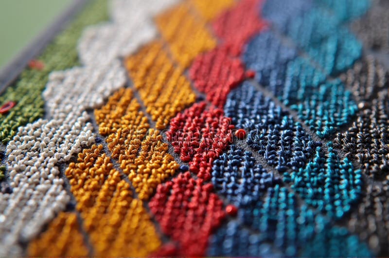 Close-up of Multi-colored Textured Fabric with Intricate Patterns Stock ...