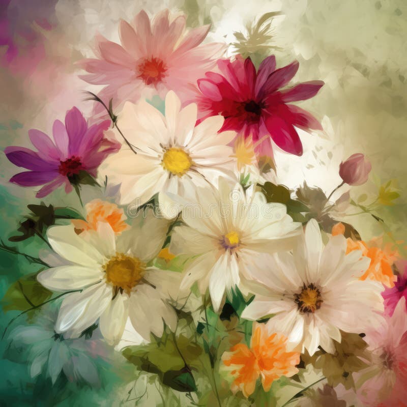 Close Up of Multi Coloured Flowers Background, Created Using Generative ...