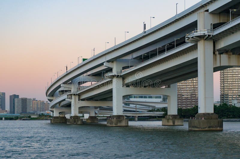 Close Up of Multi Level Bridge. Modern Urban Infrastructure Stock Photo ...
