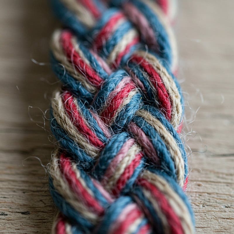 A Close-up of a Multicolored Braided Rope, Featuring Intertwined ...