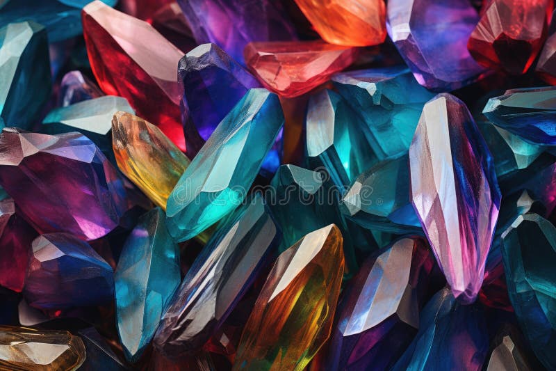 Close-up of Multicolored Crystals for Background or Texture. a Colorful ...