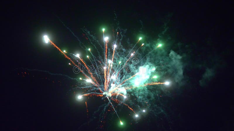 Close Up Multicolored Flare Fireworks in the Night Black Sky Stock ...