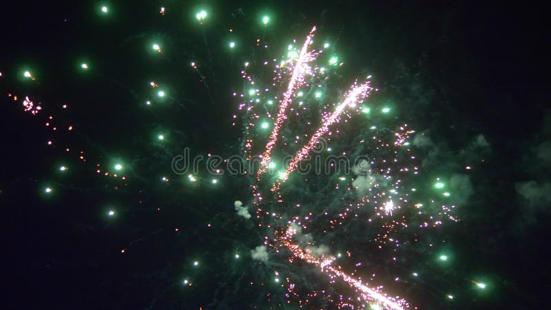 Close Up Multicolored Flare Fireworks in the Night Black Sky Stock ...