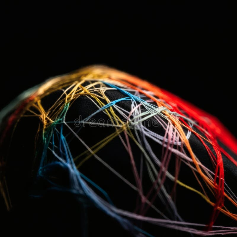 Close Up of Multicolored Intertwined Threads Forming a Complex Knot ...