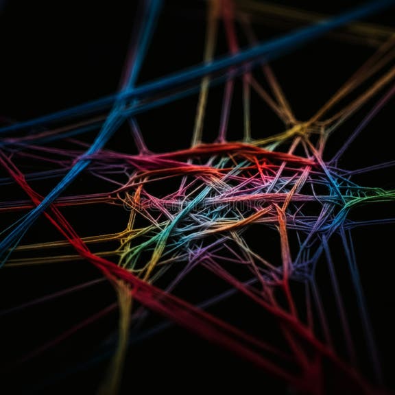 Close Up of Multicolored Intertwined Threads Forming a Complex Knot ...