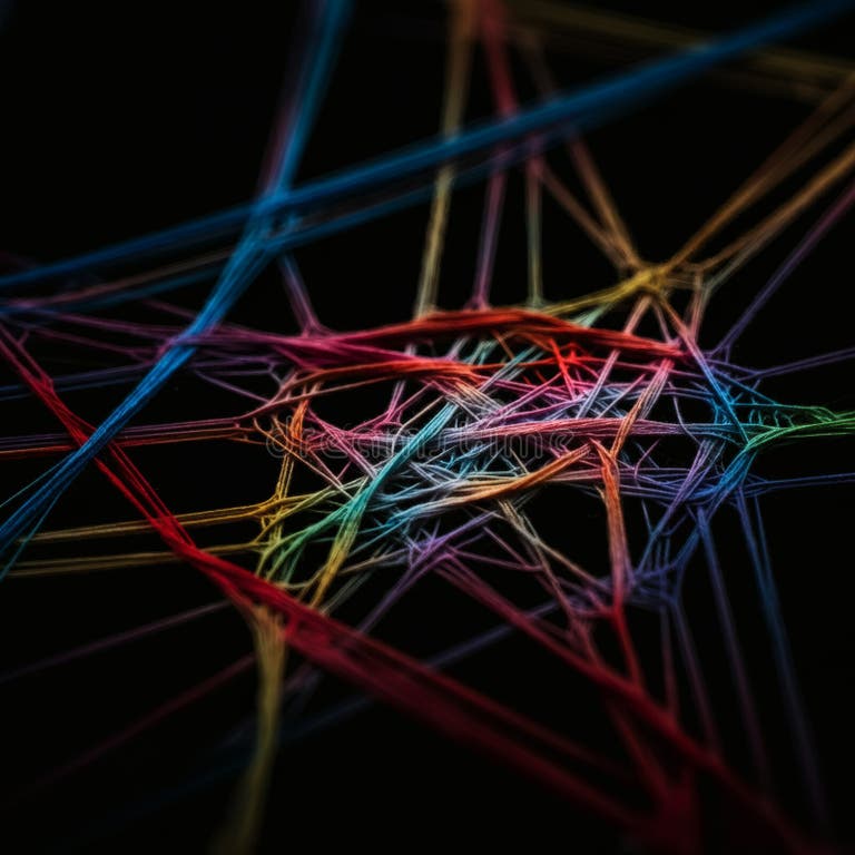 Close Up of Multicolored Intertwined Threads Forming a Complex Knot ...