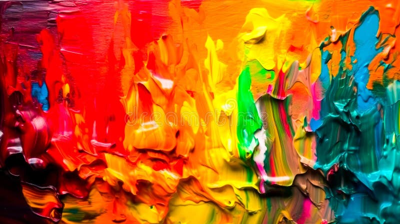 Close Up of Multicolored Painting with Lots of Paint on it. Generative ...