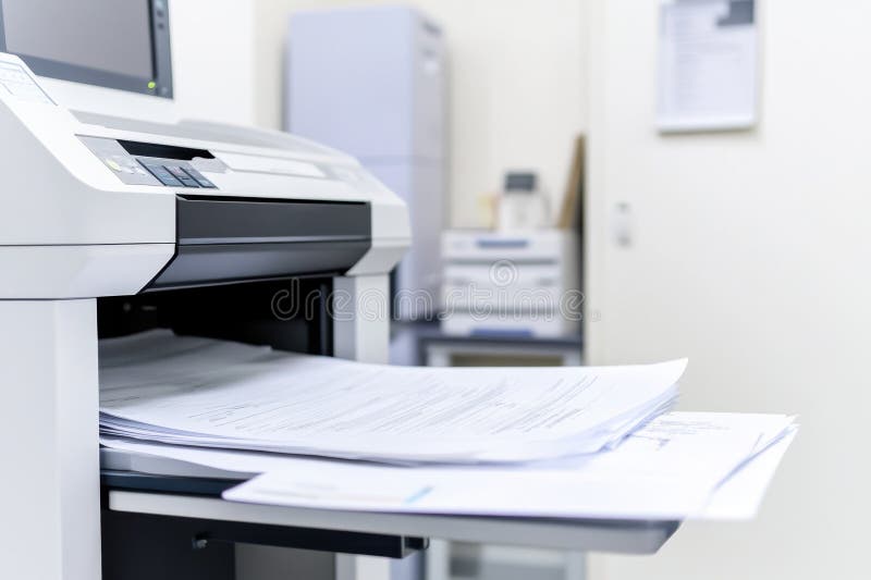 A Close Up of a Multifunction Printer Working in an Office Environment ...