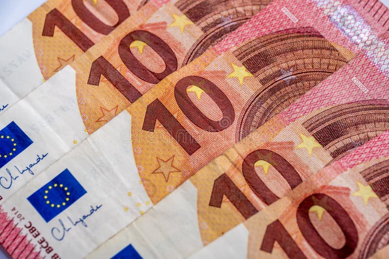 Close-Up of Multiple 10 Euro Banknotes Stock Image - Image of banking ...