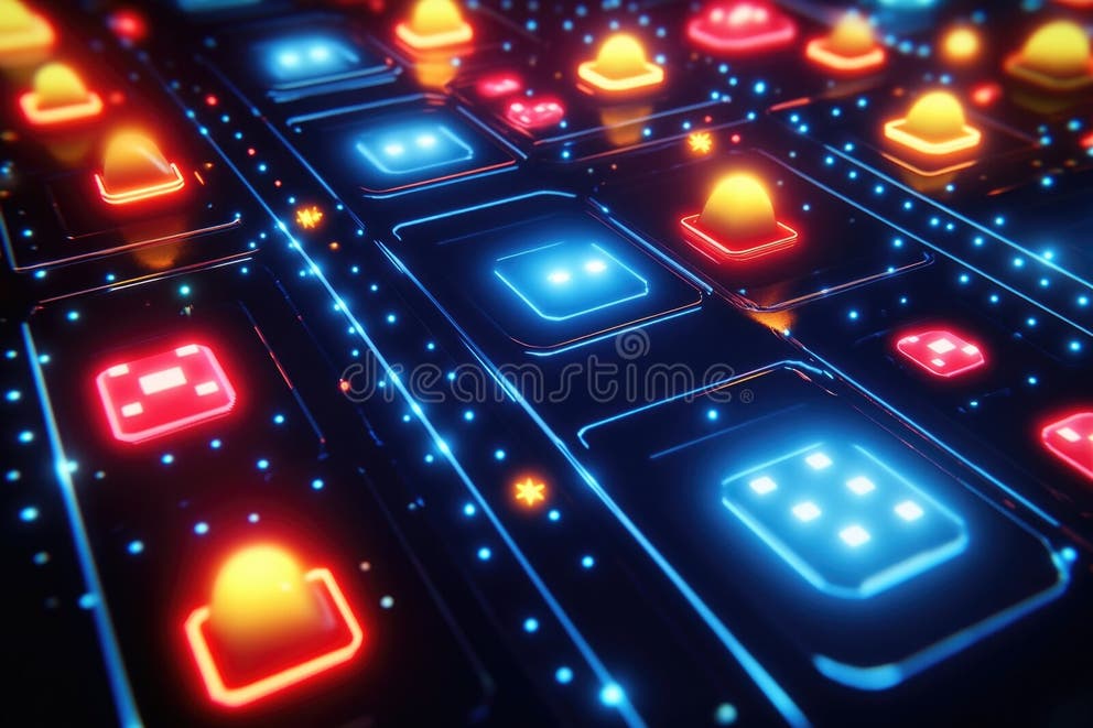 A Close-up of Multiple Glowing Buttons Stock Image - Image of colorful ...