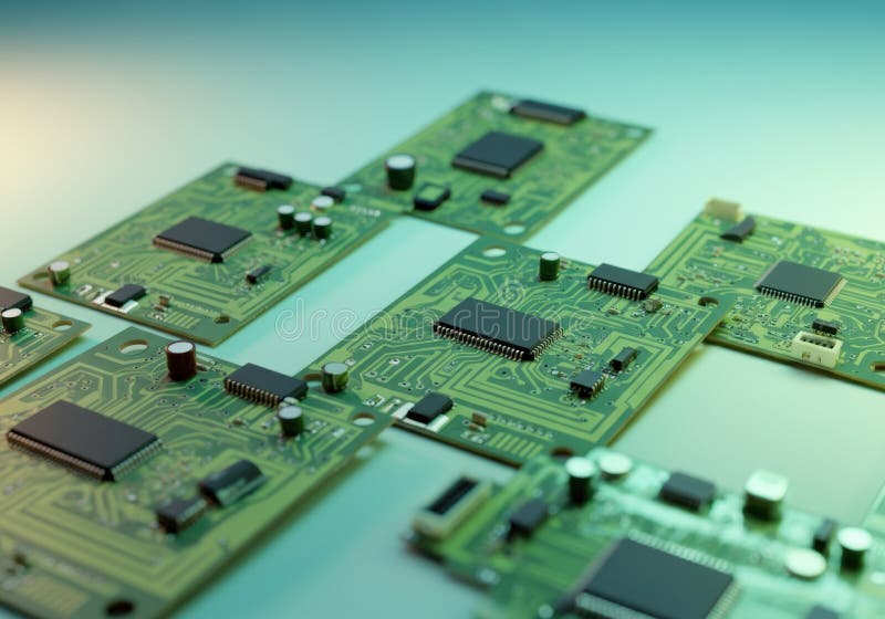 Close-up of Multiple Green Circuit Boards Showcasing Intricate Designs ...