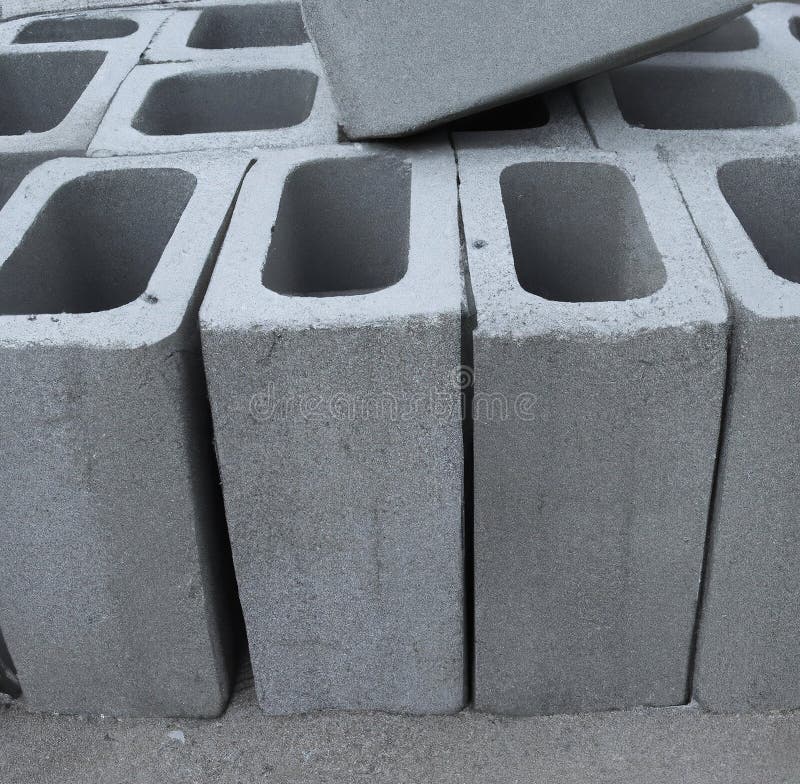 Close Up of Multiple Grey Cinder Blocks on Street Stock Photo - Image ...