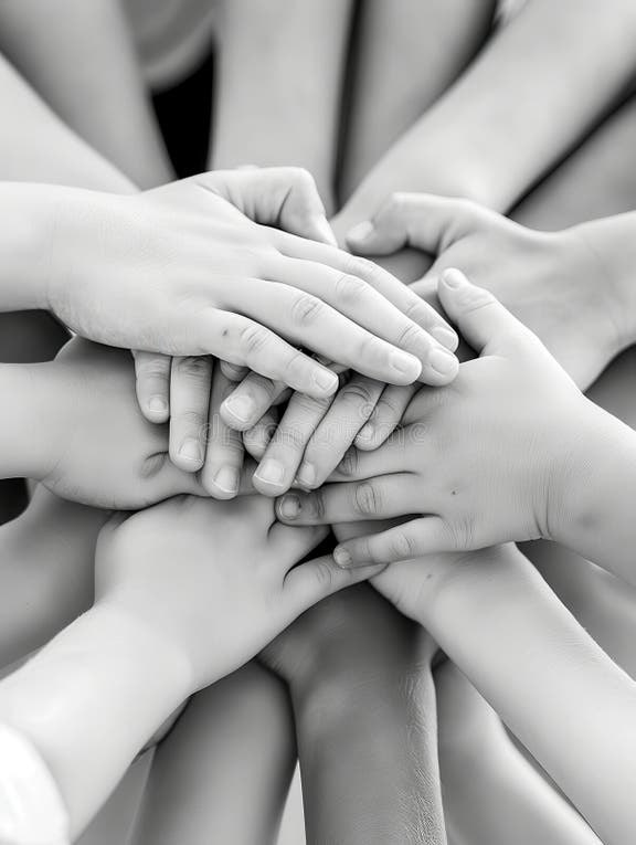 Close-up of Multiple Hands Coming Together in a Gesture of Unity and ...