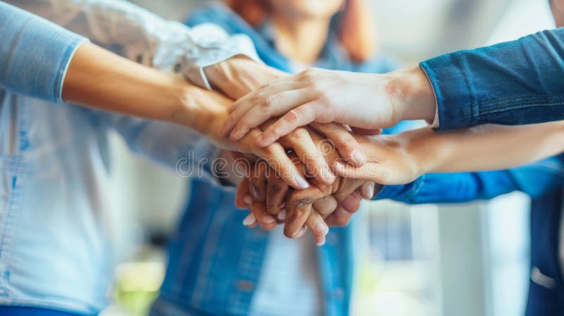 The Team Hands Together. AI Generated Stock Image - Image of friendship ...