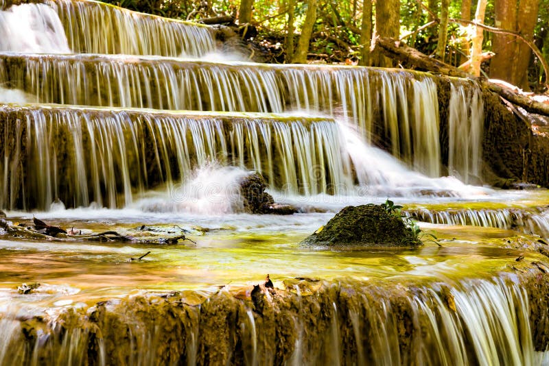 Multiple Layer Waterfalls in Deep Natural Forest, Natural Landscape ...
