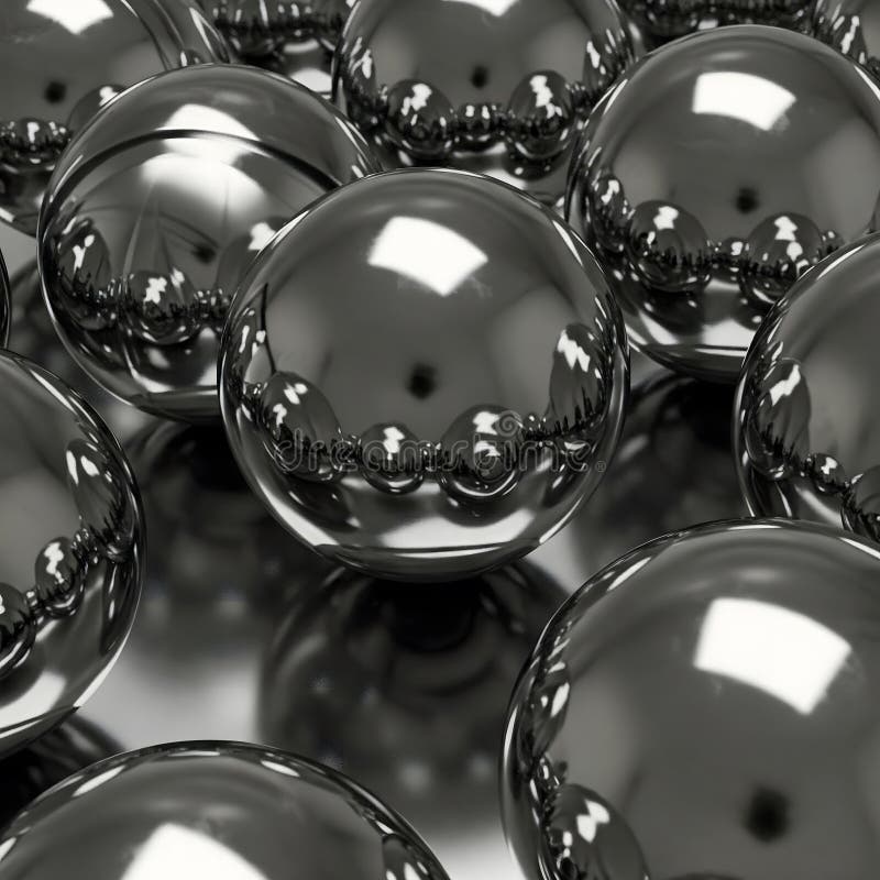 A Close-up of Multiple Reflective Metal Spheres Clustered Together ...