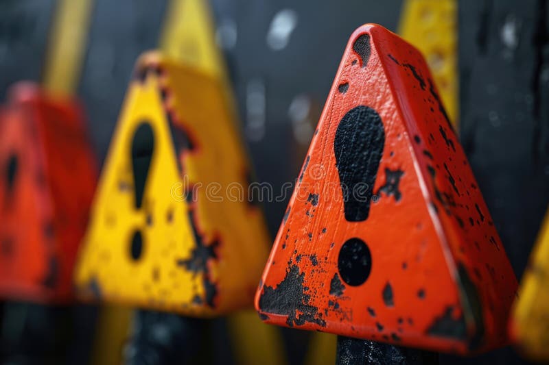 Close Up of Multiple Warning Signs. Suitable for Safety and Caution ...
