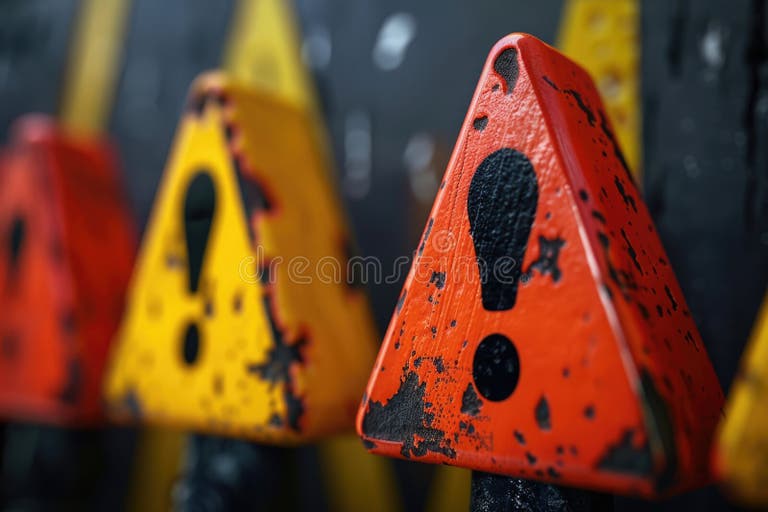 Close Up of Multiple Warning Signs. Suitable for Safety and Caution ...